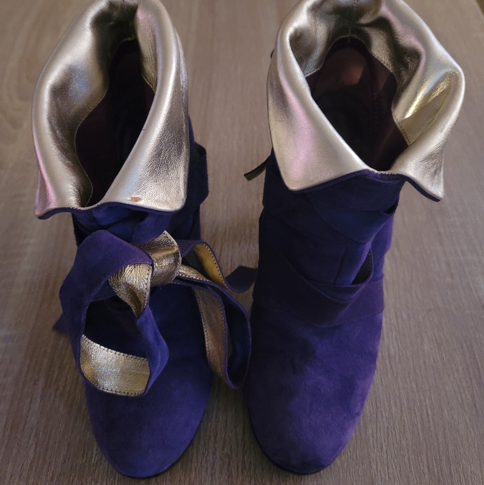 Marc Jacobs Purple & Gold Funky Ankle Boots - Gem